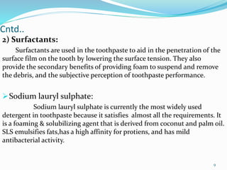 BUILDING BLOCK FOR FORMULATION OF TOOTHPASTE | PPTX
