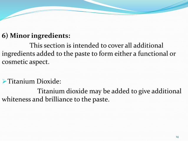 BUILDING BLOCK FOR FORMULATION OF TOOTHPASTE