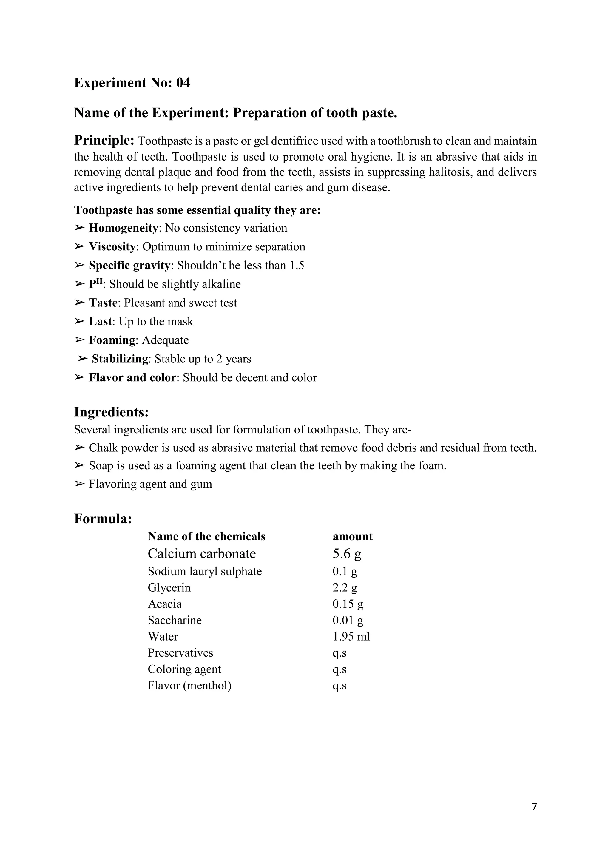 Toothpaste preparation | PDF