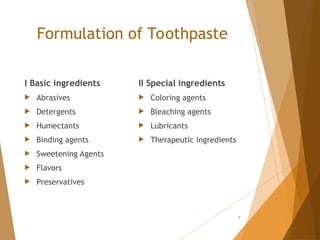 Toothpaste, pharmaceutics. ppt cosmetic science | PPT