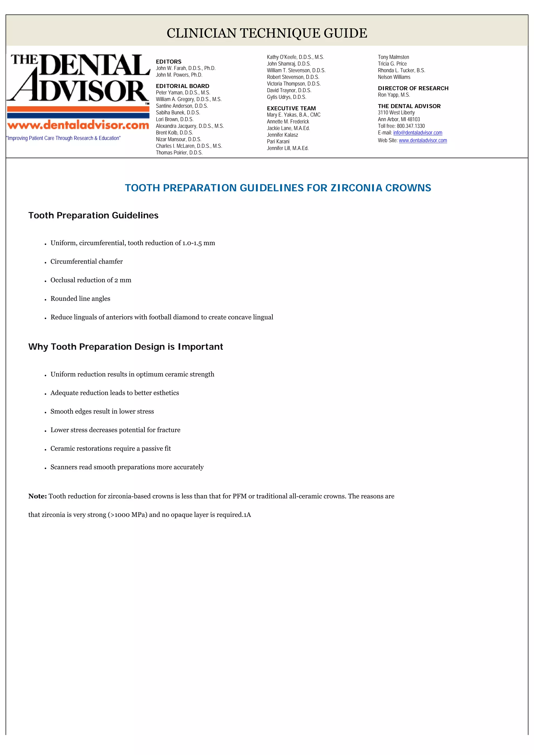 Zirconia crown preparation | PDF