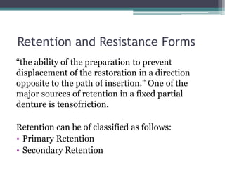 Tooth Preparation in FIXED PARTIAL DENTURE | PPTX