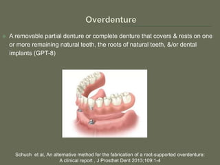 Tooth supported overdentures- Journal Club | PPT