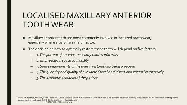 Tooth wear final | PPTX | Dental Health | Diseases and Conditions