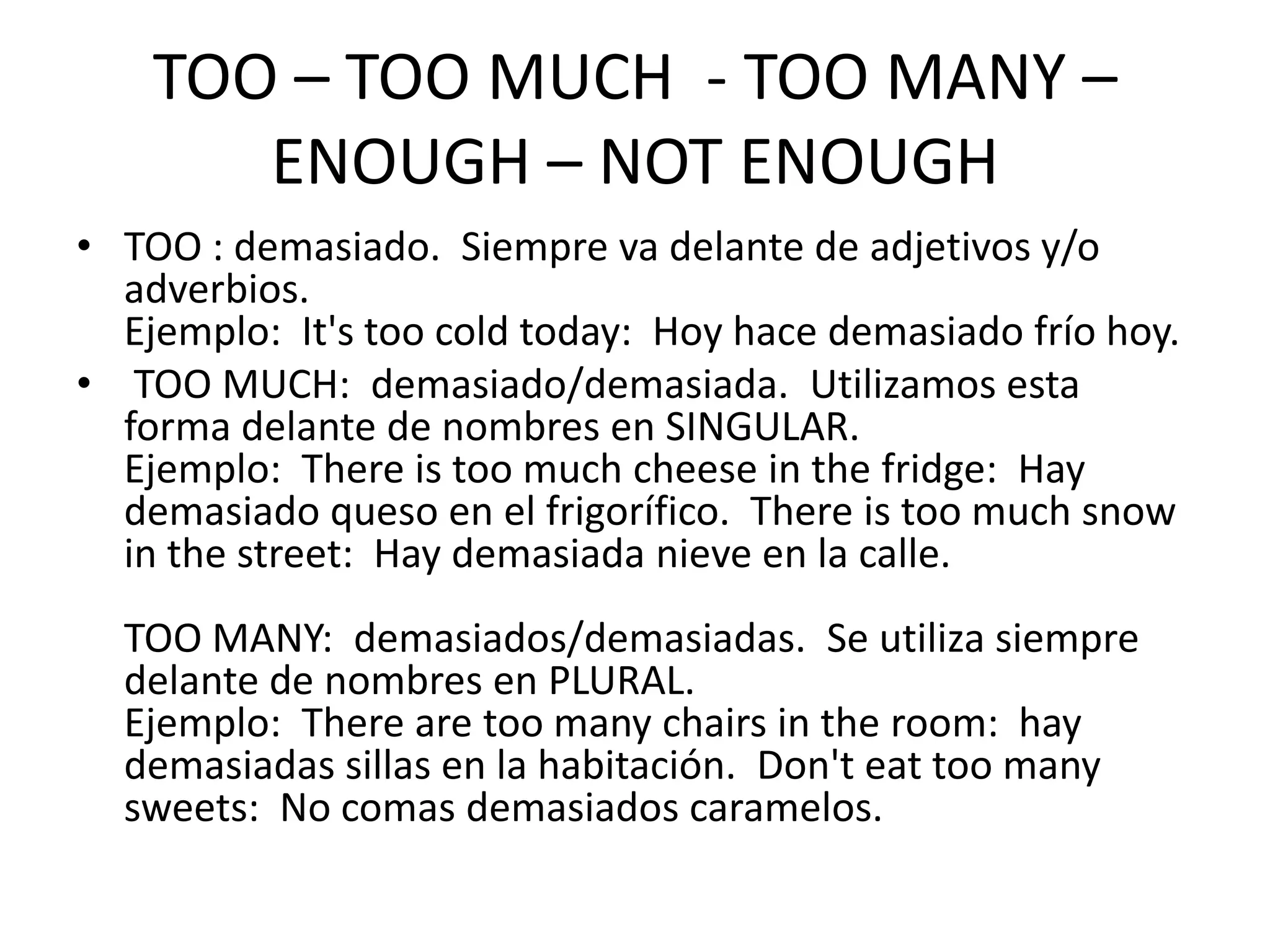Too – too much too many – | PPTX