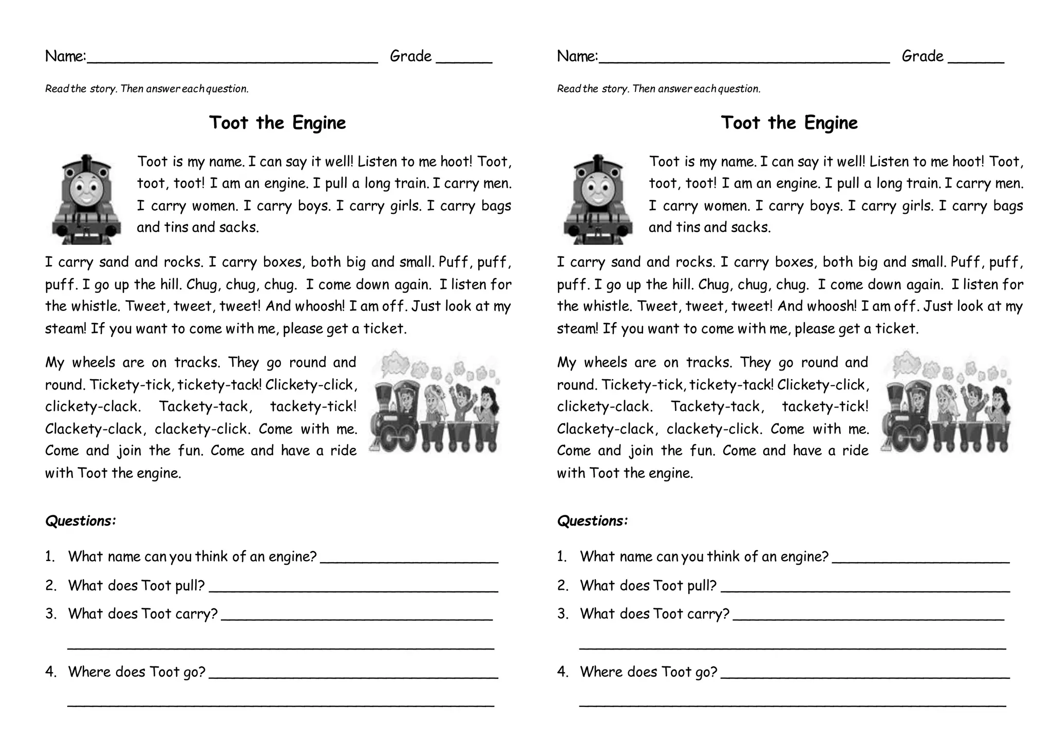 Toot the Engine Story | DOCX