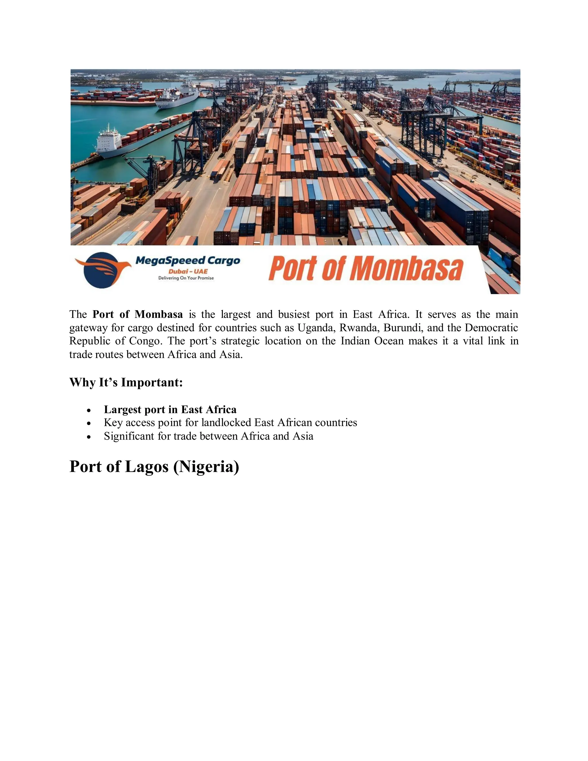Top 10 Major Sea Ports in Africa, Gateway to Global Trade | PDF