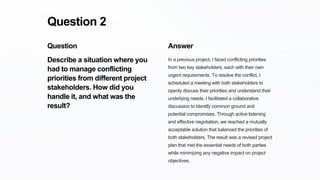Top 10 Project Management Behavioral Interview Questions and Answers | PPTX