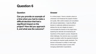 Top 10 Project Management Behavioral Interview Questions and Answers | PPTX