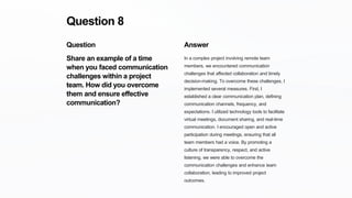 Top 10 Project Management Behavioral Interview Questions and Answers | PPTX