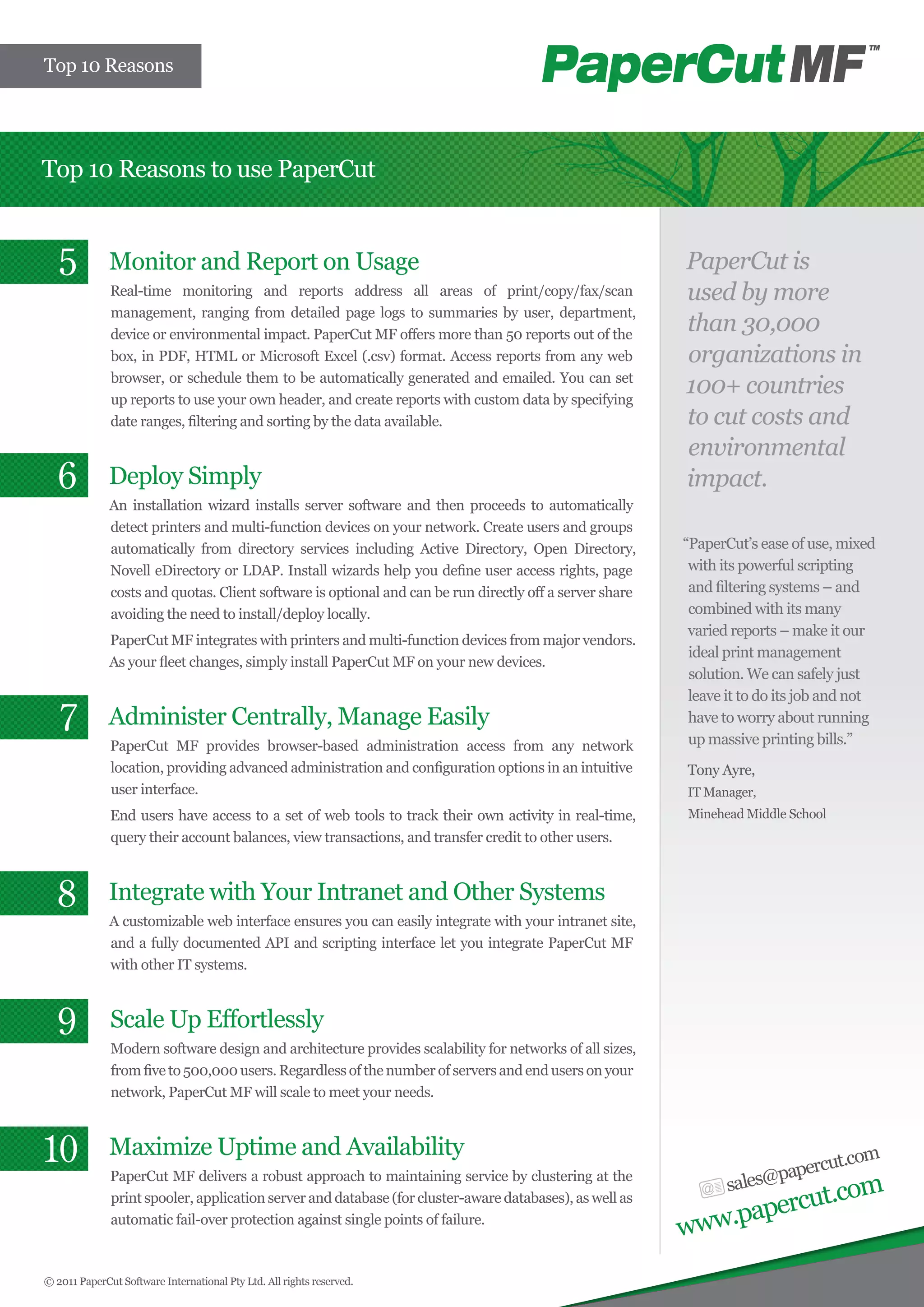 Top 10 Reasons To Use PaperCut | PDF