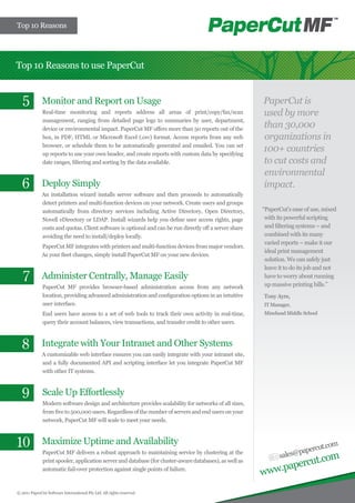 Top 10 Reasons To Use PaperCut | PDF | Computing | Technology & Computing