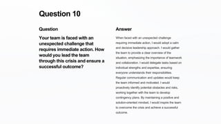 Top 10 scenario-based questions for hiring a Team Leader | PPTX