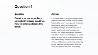 Top 10 scenario-based questions for hiring a Team Leader | PPTX