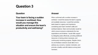 Top 10 scenario-based questions for hiring a Team Leader | PPTX