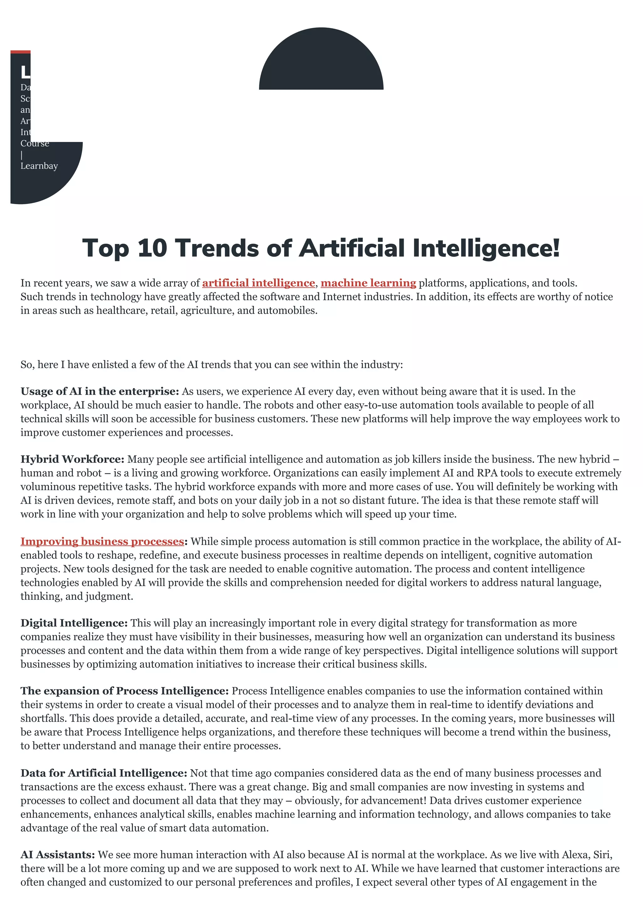 Top 10 trends of Artificial Intelligence | PDF