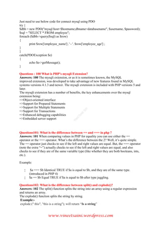 Top 100 PHP Interview Questions and Answers | PDF