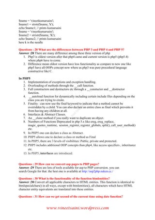 Top 100 PHP Interview Questions and Answers | PDF