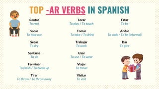 Los más frecuentes verbos en -ar Spanish | PPT