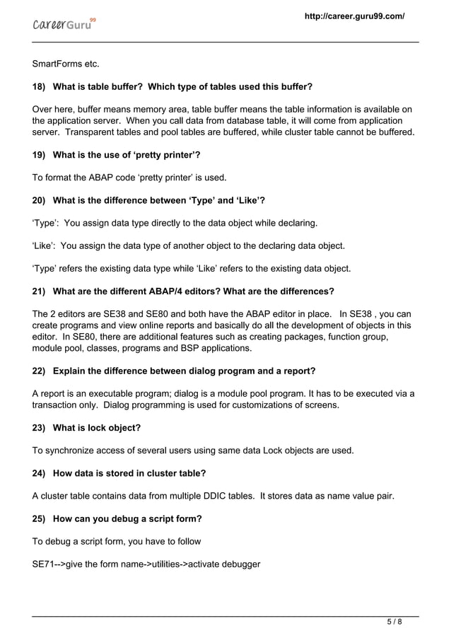 Top 35-interview-questions-on-sap-abap | PDF | Computing | Technology ...