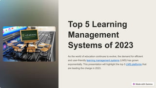 Top 5 Learning Management Systems Of 2023 - TechDogs | PPT