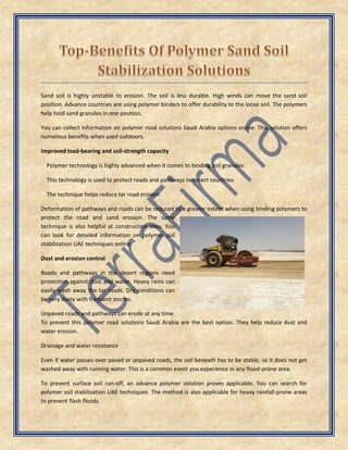 Top-Benefits Of Polymer Sand Soil Stabilization Solutions | PDF