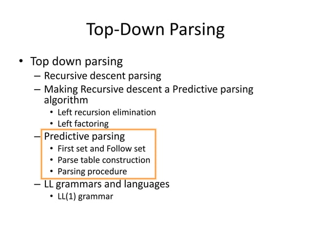 Top down parsing(sid) (1) | PPT