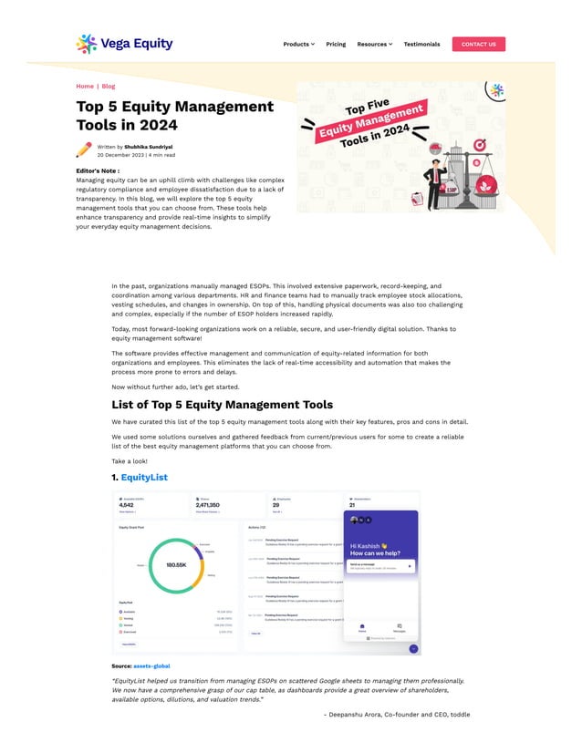 Streamline Equity Management Software - Vega Equity | PDF