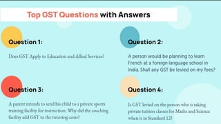 Important GST Questions and Answers by Tax Experts | PPT