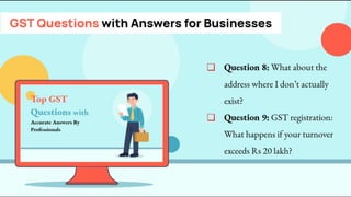 Important GST Questions and Answers by Tax Experts | PPT