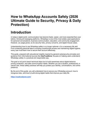 Comprehensive Guide to WhatsApp Security and Privacy in 2026 | DOCX