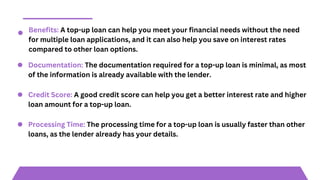 Benefits of Top Up Loan | PDF