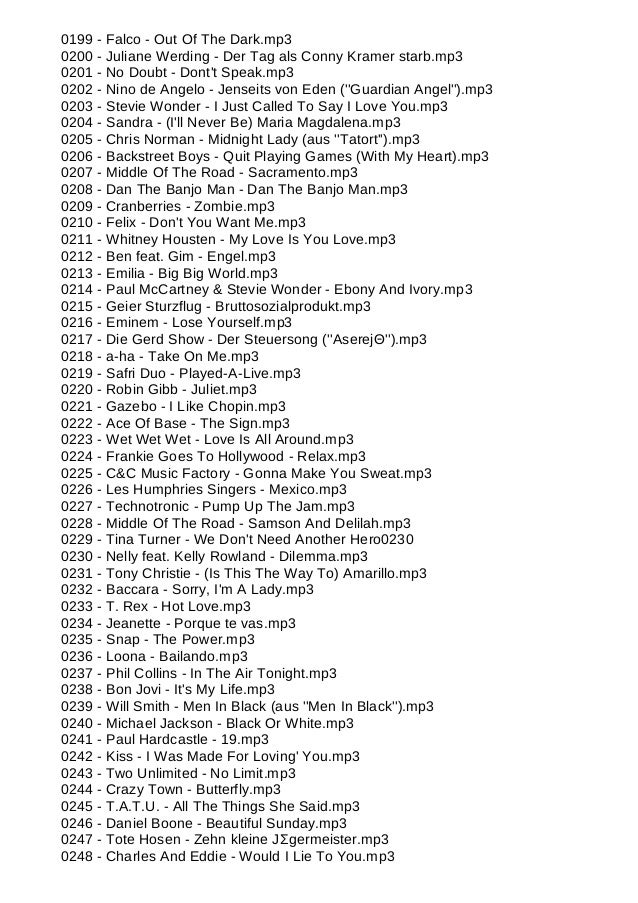 Top 1000 songs of the last 30 years