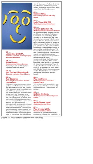 Top100 van 2012 beste marketeers | PDF