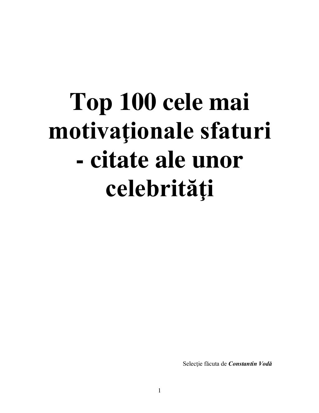 Top 100 cele mai motivationale citate din toate timpurile | PDF