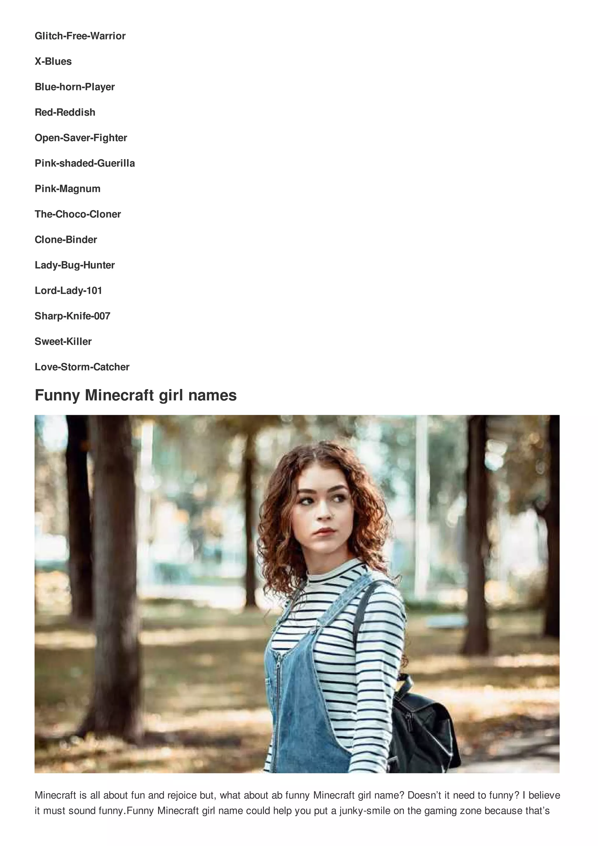 Top 100 cool minecraft girl names cute nicknames | PDF