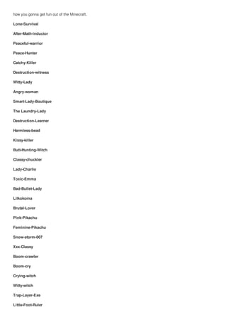 Top 100 cool minecraft girl names cute nicknames | PDF
