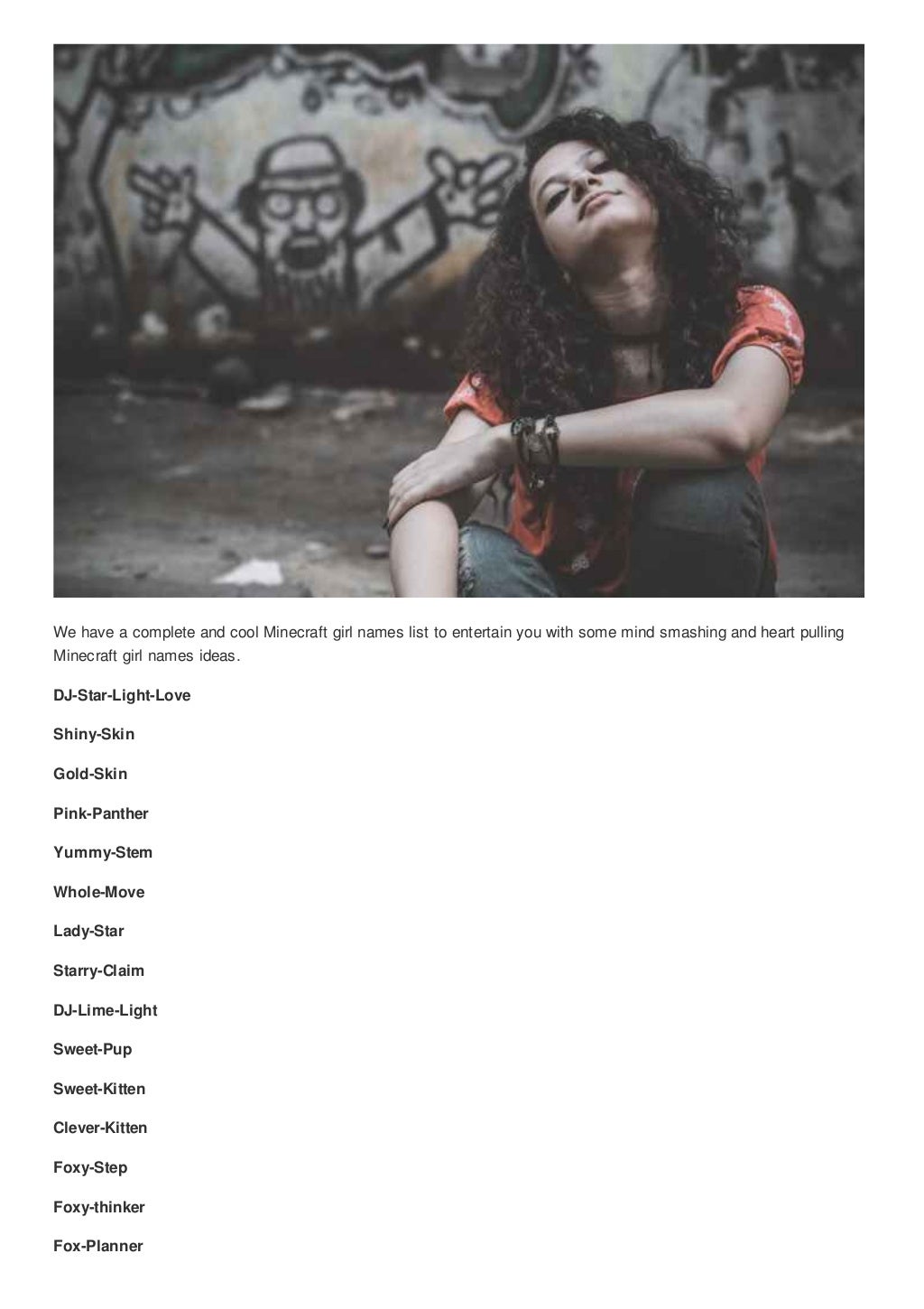 Top 100 cool minecraft girl names cute nicknames