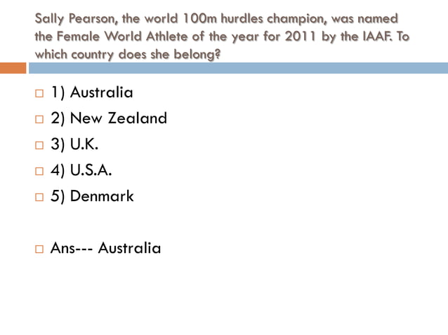 Top 100 general knowledge question answers 2 | PPT