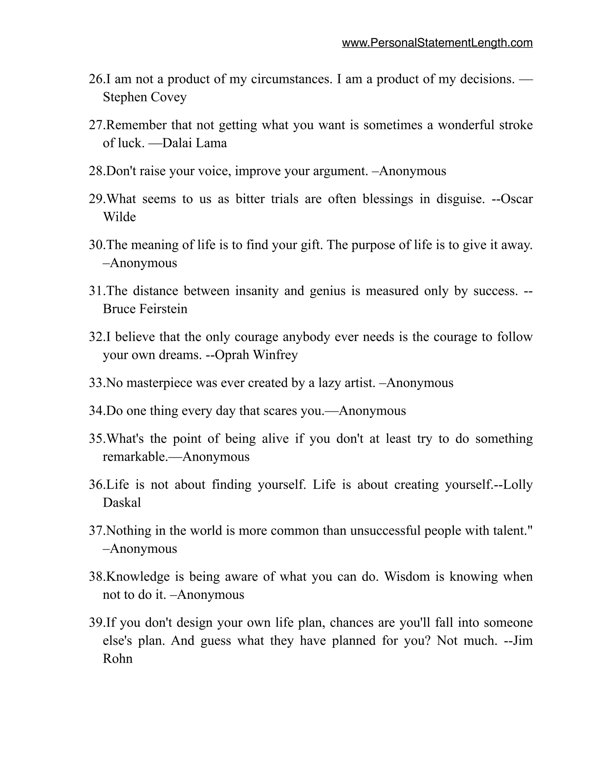 100 Best Quotes for Personal Statement | PDF