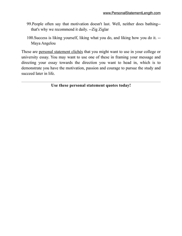 100 Best Quotes for Personal Statement | PDF
