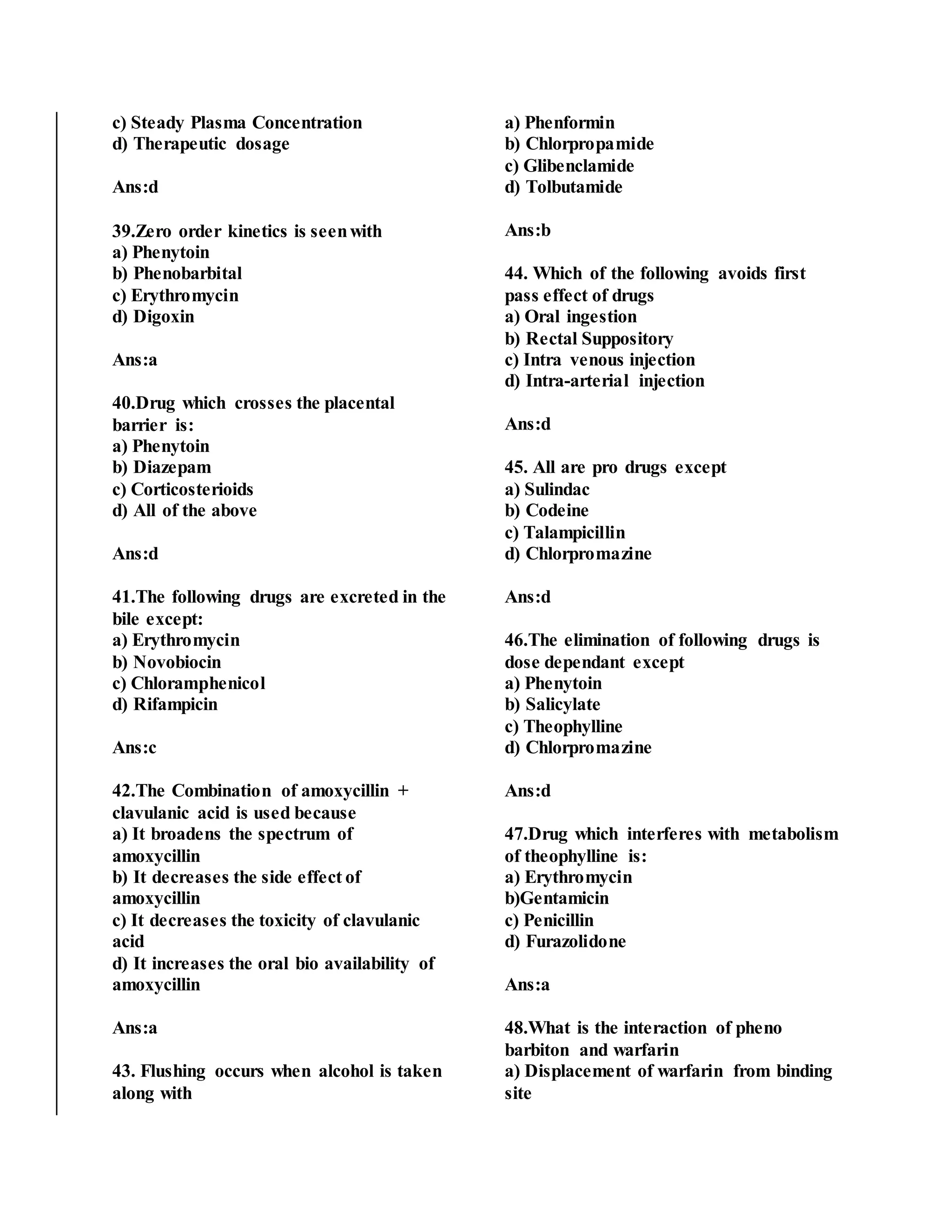 Top 100 pharmacology mcq & ans | DOCX