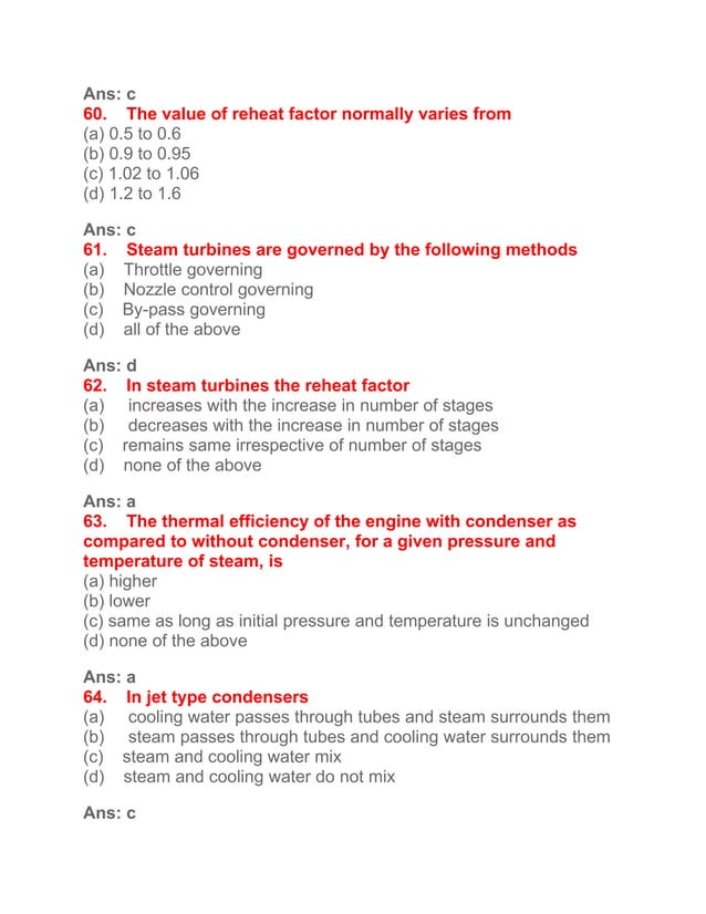 Top 100 power plant engineering objective questions & answers | PDF