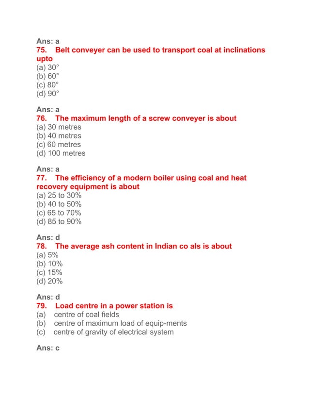 Top 100 power plant engineering objective questions & answers | PDF