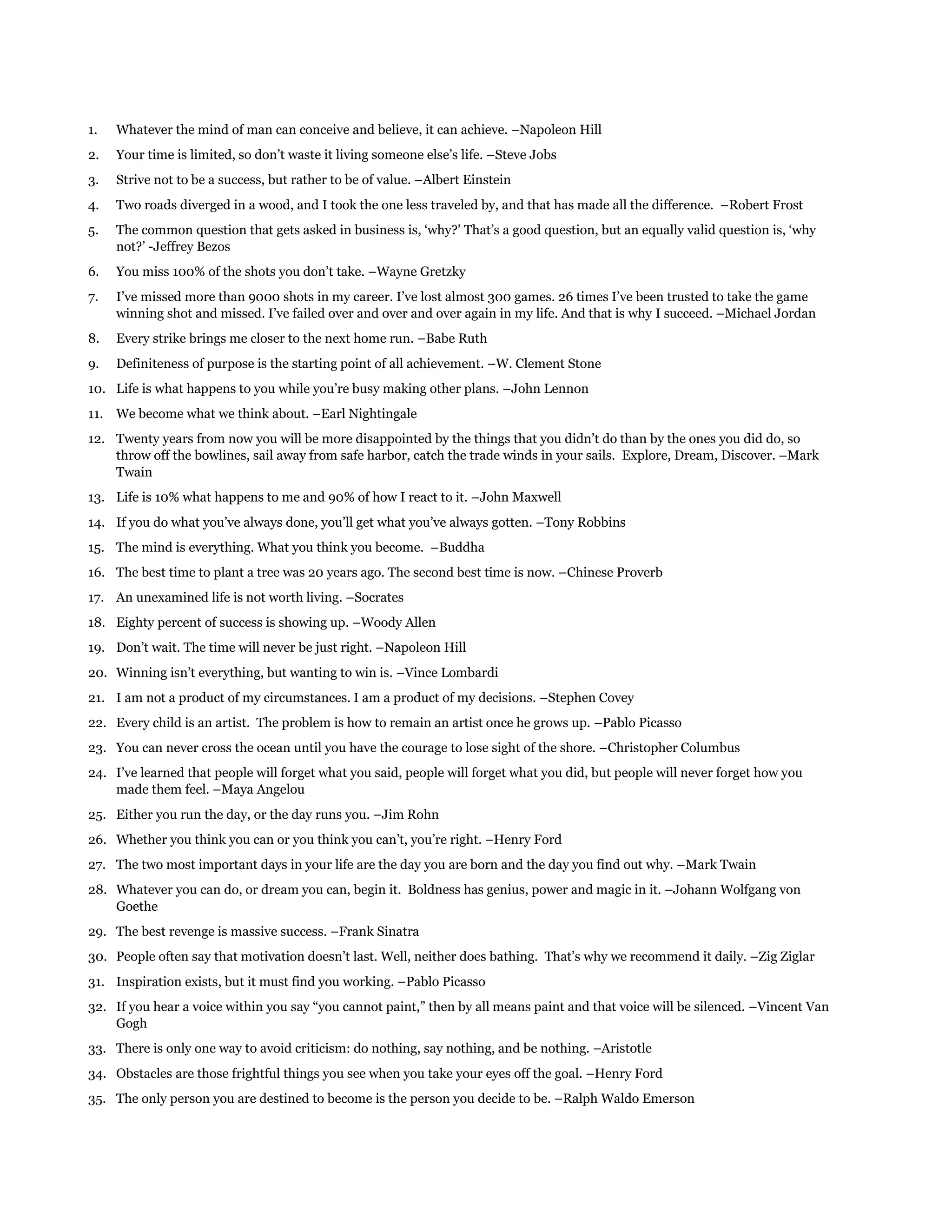 Top 100 quotes | DOCX