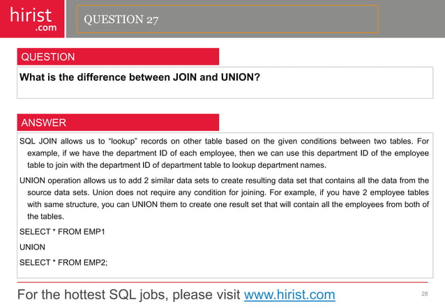 Top 100 SQL Interview Questions and Answers | PDF