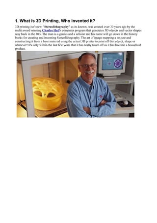 Top 10 3D Printer Facts and 3D Printed Things | PDF