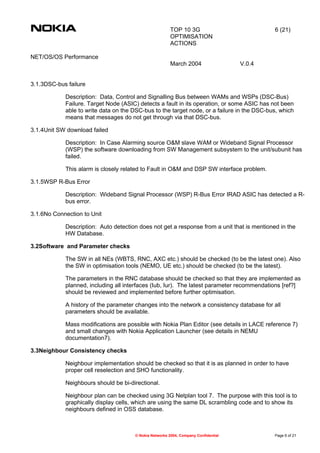 Top 10 3 G Radio Optimisation Actions | DOC