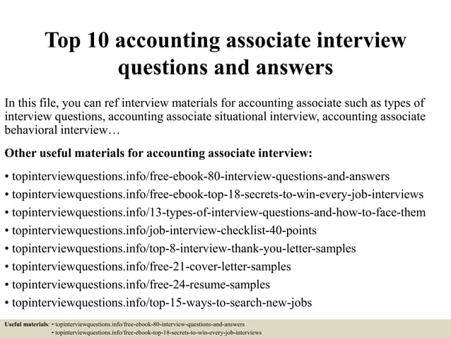 Top 10 accounting associate interview questions and answers | PPTX ...
