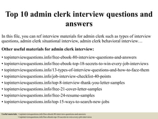 Interview Questions For Administrative Clerk